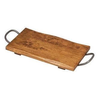 Tala Großer Präsentations- und Präsentationstisch mit Metallgriffen, lackiertes Hevea-Holz, ideal zum Servieren von Käse, Brot und Wurstwaren und perfekt f