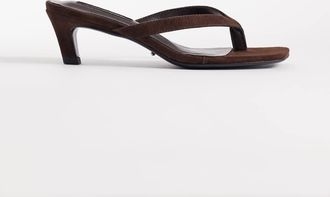 Tony Bianco Topaz - Sandales &agrave; petit talon et entredoigt en daim - Espresso-Brown