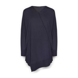Elena Miro Asymmetrisches Baumwoll- und Modal-Top - - Knitwear - Damen - Blau - L
