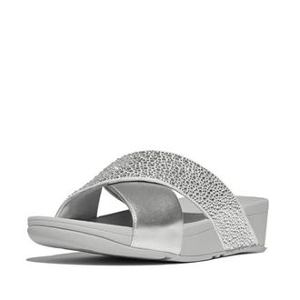 FitFlop 049-867 Fitflop Lulu Crystal-Mix Metallic Cross Slides JE2-011 Argent 36, argent&eacute;, 38 EU