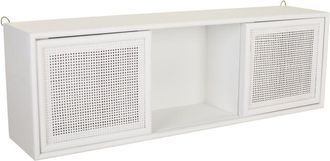 Wanderlust Deco Estante de pared de Madera y rejilla Blanco 81x17.5x26