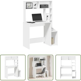 vidaXL Holzwerkstoff Schreibtisch - Schreibtisch mit Regal Wei&szlig; 100x45x140 cm Holzwerkstoff
