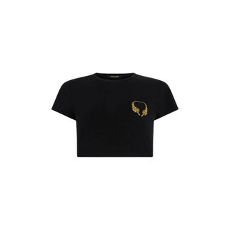 Roberto Cavalli Cotton Crop Top with Tigers - - Tops - Damen - Schwarzk - XS