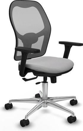 Piqueras y Crespo Hellgrauer Chorquera mit 3D-Armlehnen, h&ouml;henverstellbare Lendenwirbelst&uuml;tze, ausgestattet mit Syncro/Traslack und eingespritztem Schaum. Mit Rollen vo