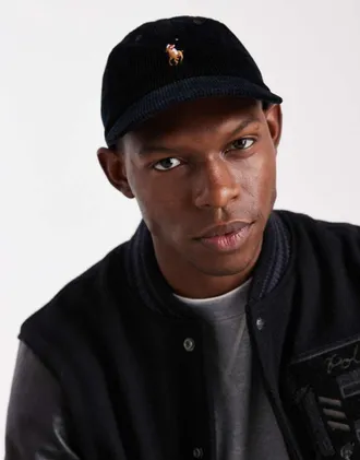 Polo Ralph Lauren Casquette de baseball en velours côtelé stretch avec logo - Noir