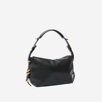 Pinko Womens Shoulder Bag Saddle Baguette Black Leather