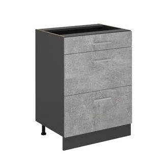 Vicco Meuble Cuisine R-Line, B&eacute;ton, 60cm avec tiroirs, sans PT