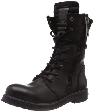 Replay Damen Mid Boot Stiefel aus Leder, Schwarz (Black 003), 38