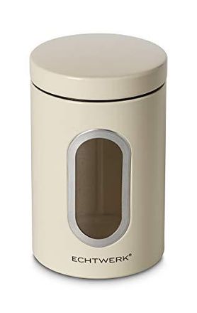 Echtwerk stilvolle Vorratsdosen Single - Creme, zur Aufbewahrung von Mehl/ Zucker/ M&uuml;sli/ Tee, Metalldose mit Luftdichtem Deckel und gro&szlig;em Sichtfenster