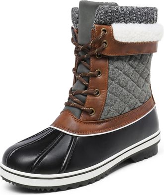 Dream Pairs Damen-Schneestiefel,Size 36.5,Schwarz/Grau,MONTE_01