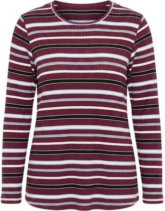Ulla Popken Longsleeve Shirt Ringel Rippjersey Rundhals Langarm