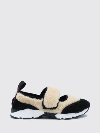 Marni Baskets Mary Jane en shearling bicolore &agrave; fermeture velcro