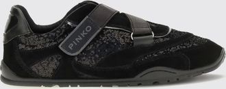 Pinko Mary-Jane-Sneakers aus Veloursleder mit Pailletten und Klettverschluss
