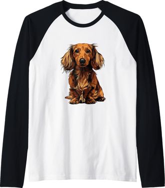 Whyitsme Design Rote Langhaar-Dackel-Illustration Raglan