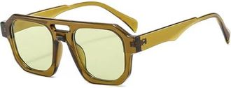 Generic Lunettes de soleil pour homme et femme Monture verte Double pont Rétro Simply Shades Uv400, vert olive, Taille unique