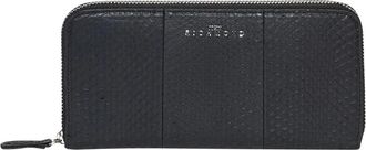 John Richmond unisex, Accessoires, Noir, Taille: ONE Size Portefeuille zipp&eacute; avec d&eacute;tail tress&eacute;