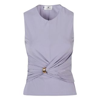 Elisabetta Franchi Femme, Blouses et Chemises, Violet, Taille: 40 FR Top en jersey avec d&eacute;tail bijou