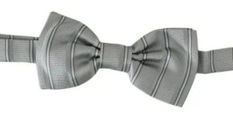 Dolce & Gabbana Mens Light Gray Lining Adjustable Neck Butterfly Bow Tie Silk