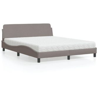 vidaXL vidaXL Lit avec matelas Dover taupe 160x200 cm tissu