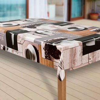 Laro Wachstuch-Tischdecke Abwaschbar Garten-Tischdecke Wachstischdecke PVC Plastik-Tischdecken Eckig Meterware Wasserabweisend Abwischbar AS, Muster:Kaffee