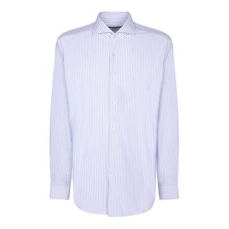 Dell'Oglio Lang&auml;rmliges Hemd mit d&uuml;nnen Streifen - - Shirts - Herren - Blau - L