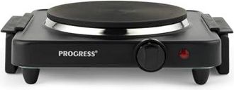 PROGRESS Progress EK4353P Single Electric Hot Plate - Camping Stove, Table Top Electric Cooker, Portable Kitchen Hob with Carry Handles, Non-Slip Feet, Variabl