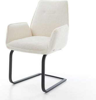 DELIFE Freischwinger Zoa-Flex Bouclé Weiß Freischwinger flach Schwarz Taschenfederkern, Esszimmerstühle