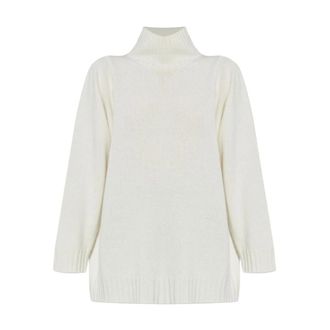 Max Mara Femme, Pulls, Blanc, Taille: 38 FR Pull Col Montant en Cachemire