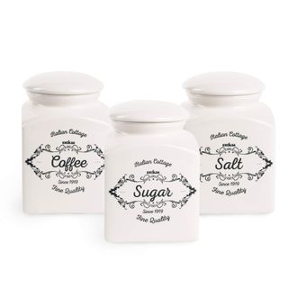 Excelsa Set mit 3 Vorratsdosen: Salz, Kaffee und Zucker, Keramik, Elfenbein, Fassungsverm&ouml;gen: 0,7 Liter