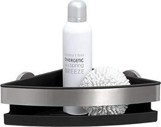 Tiger Noon Duschkorb, Premium-Duschablage aus gebürstetem Edelstahl, Eckversion, mit herausnehmbaren Einsatz, B x H x T: 22 x 8 x 22 cm