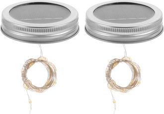 NUOBESTY 2 StüCk Solar Lichterketten FüR Einmachglasdeckel Zum AufhäNgen Einmachglas Lichterketten FüR EinmachgläSer FüR Partydekorationen Im Freien