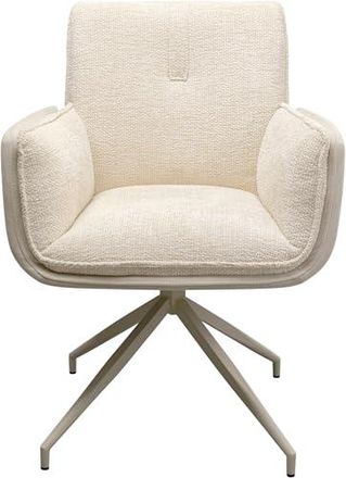 Kare Design Design Drehstuhl Hilla, Weiß, 49 cm Sitzhöhe, Esszimmerstuhl, Polsterstuhl, mit Armlehnen, 180 Grad Drehbar, Wohnzimmer, 86x63x64 cm (H/B/T)