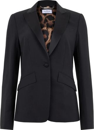 Philipp Plein Femme, Vestes, Noir, Taille: 38 FR Single Breasted Fit Blazer Skull