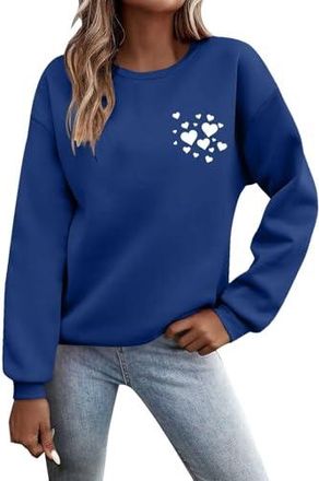 Generic Sweat &agrave; capuche &agrave; col rond imprim&eacute; tendance pour la Saint-Valentin 2026, bleu, XXL