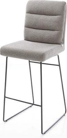 DELIFE Barstuhl Pela-Flex Strukturstoff Soft Grau Kufengestell Metall Schwarz, Barst&uuml;hle