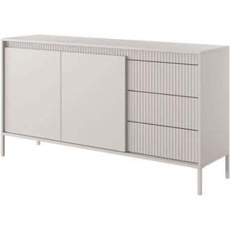 Selsey Selsey FALSETTO - Sideboard 2-t&uuml;rig mit 3 Schubladen, Beige mit geriffelter Front, 153 cm