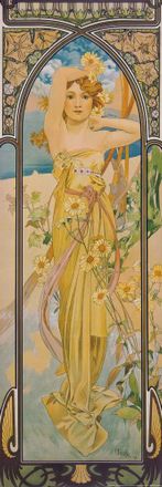 1art1 Alphonse Mucha Poster Die Vier Tageszeiten, Der Tag, 1899 Kunstdruck Bild 91x30 cm