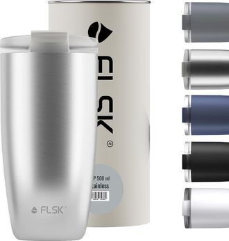 FLSK Tumbler - Premium coffee to go-Becher aus Edelstahl - 100 % auslaufsicher, BPA-frei & doppelwandig - hält 3 h heiß (stainless, 500 ml)