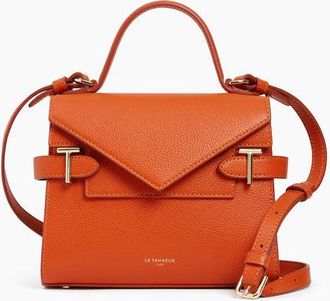 Le Tanneur Petit sac &agrave; main double rabat Emilie en cuir grain&eacute;