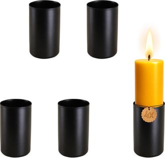 Matches 21 Kerzenhalter 4er Set Metall Schwarz &Oslash; 2,3 cm mit Magnet - Adventskranz Kerzent&uuml;llen f&uuml;r Stabkerzen