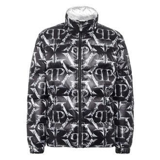 Philipp Plein Homme, Vestes, Noir, Taille: 3XL Nylon Puffer Jacket Chrome