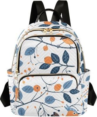 Mnsruu Mini sac à dos pour femme Motif oiseau Bleu Plante Petit sac à dos tendance Sac à dos décontracté, Multi214, S