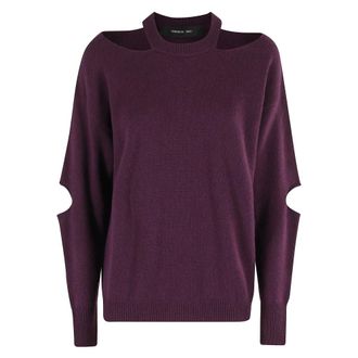Federica Tosi Femme, Pulls, Violet, Taille: 38 FR Pull Noir Col Rond Coupe