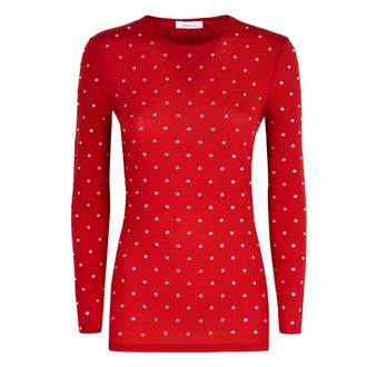 Paco Rabanne Femme, Tops, Rouge, Taille: 40 FR Top &agrave; Manches Longues et Strass