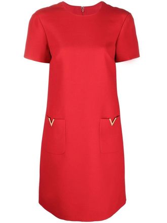 Valentino Garavani Etuikleid mit V-Metall-Logo - Rot