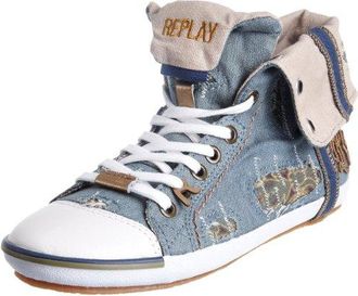 Replay Brooke Baskets à Lacets en Jean pour Femme, Denim, 37 EU