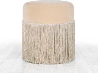 Atelier Del Sofa Modern Velvet Pouffe, Cream Color, 40 cm Height x 45 cm Depth | 100% Velvet, 6 cm Orthopedic Sponge, PVC Coated Hidden Legs, 150 kg Capacity