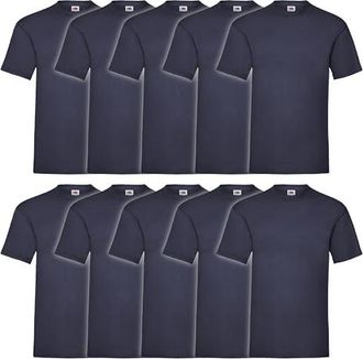 Fruit Of The Loom Lot de 10 t-shirts Valueweight + sac en tissu MyShirt gratuit, Bleu marine + sac en tissu Myshirt, XXL