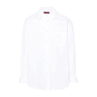 Gucci Baumwoll-Popeline-Hemd mit Gucci-Detail - - Shirts - Herren - Wei&szlig; - M
