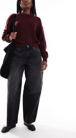 Daisy Street Poetic - Barrel-Jeans in Schwarz mit niedrigem Bund